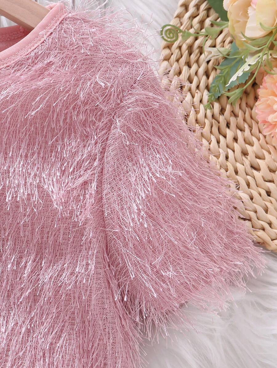 SHEIN Tween Girl Solid Fuzzy Dress | SHEIN USA