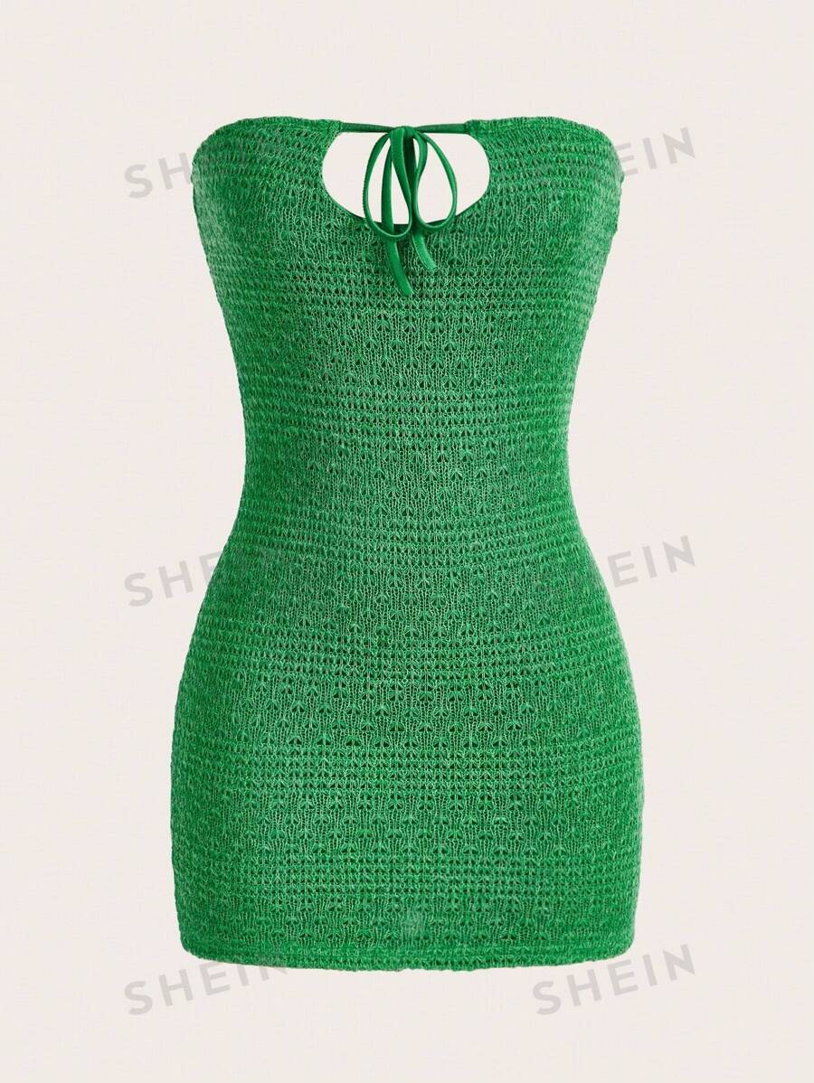 SHEIN ICON Tie Front Cut Out Tube Bodycon Mini Dress | SHEIN USA