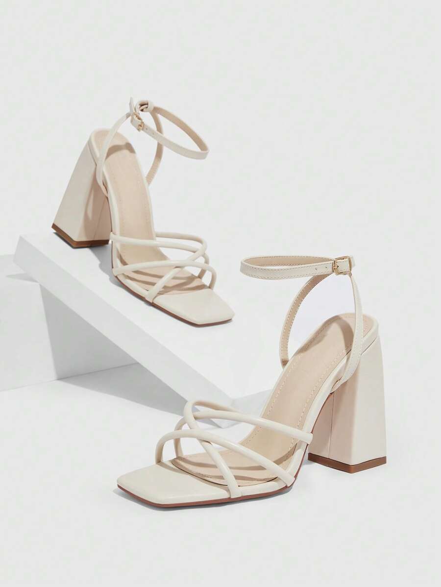 CUCCOO BIZCHIC Elegant Beige Ankle Strap Sandals For Woman Shoes, Cross ...