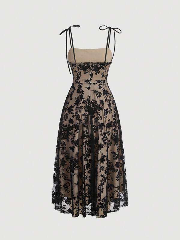 Shein Mod Floral Print Mesh Overlay Cami Dress Shein Eur