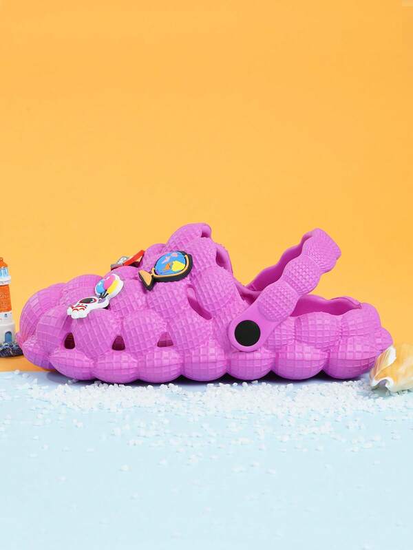 Girls Astronaut & Globe Decor Hollow Out Neon Pink Vented Clogs For ...