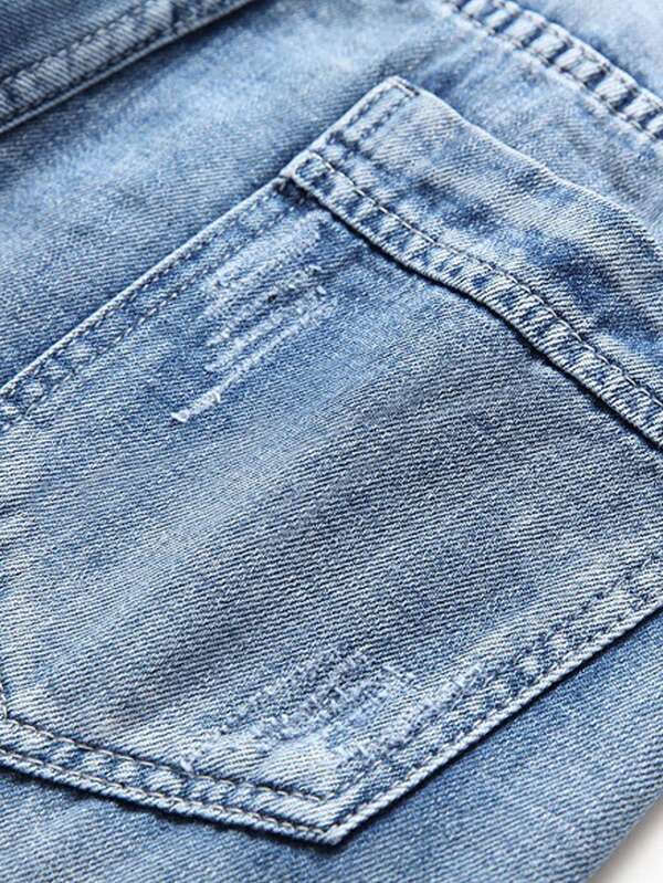 Men Cotton Cat Scratch Denim Shorts | SHEIN USA