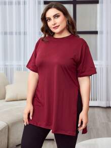 INAWLY Plus Split Hem Tee | SHEIN USA