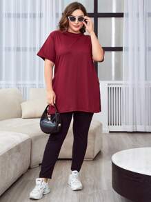 INAWLY Plus Split Hem Tee | SHEIN USA
