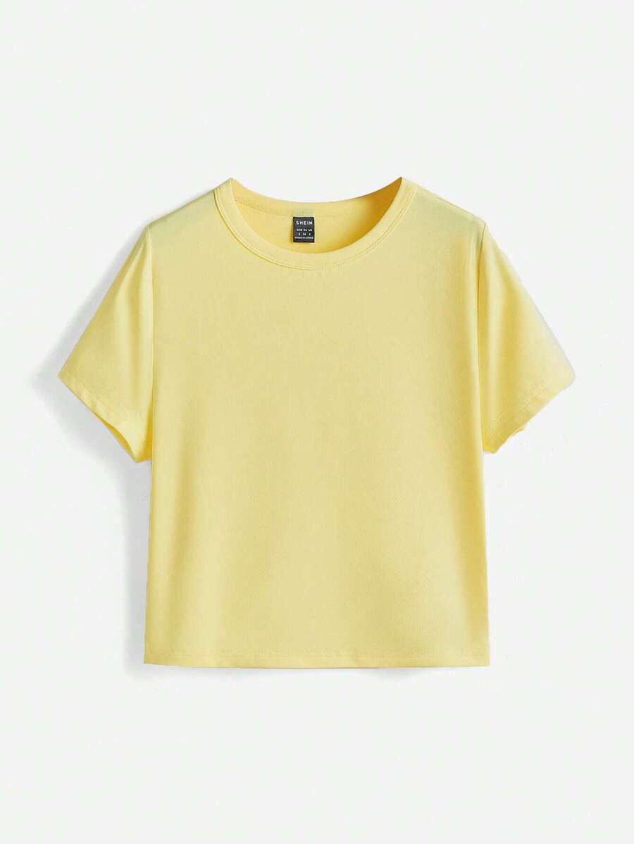 SHEIN BASICS Solid Form Fitted Tee | SHEIN USA
