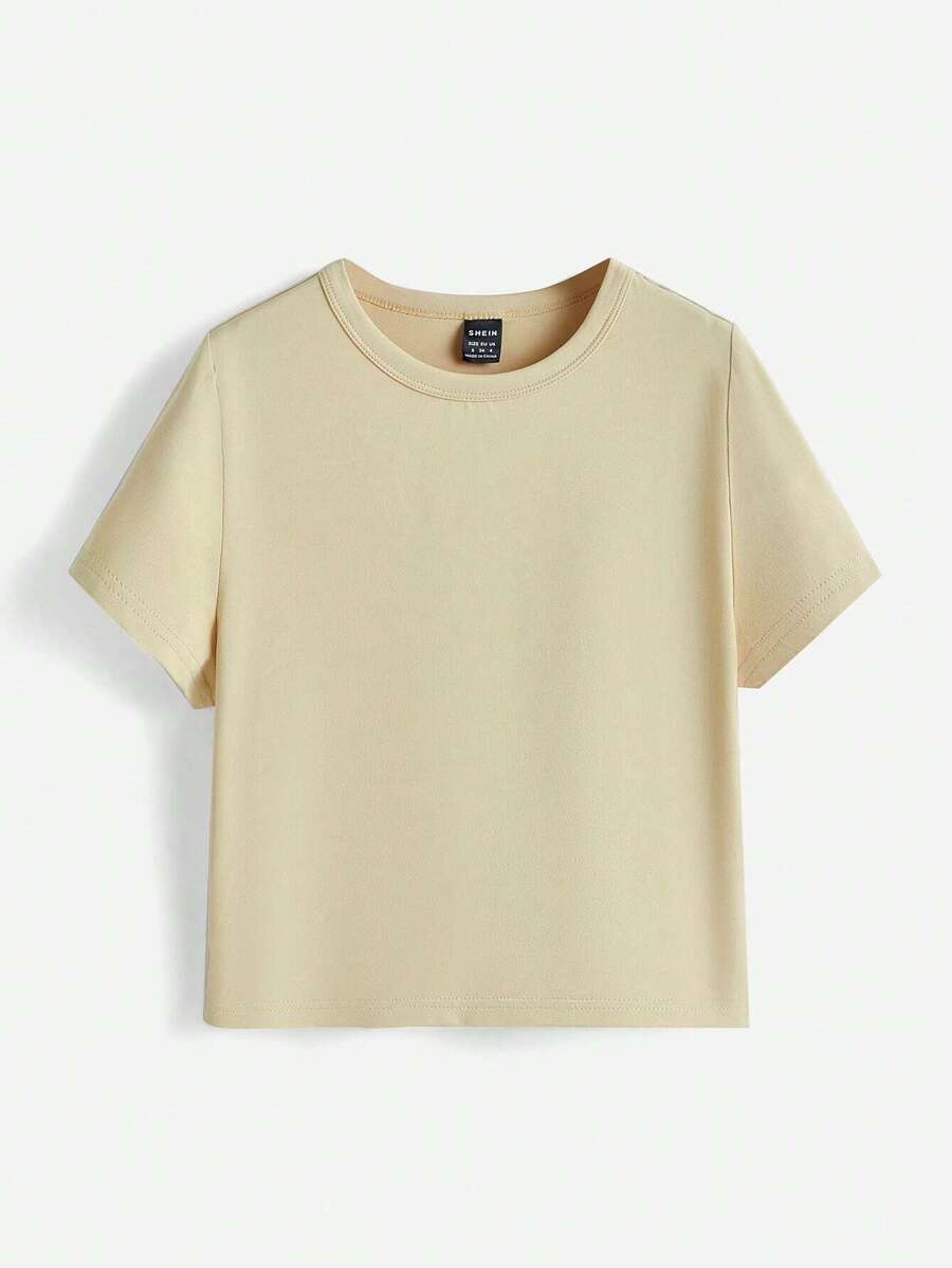 SHEIN BASICS Solid Form Fitted Tee | SHEIN USA