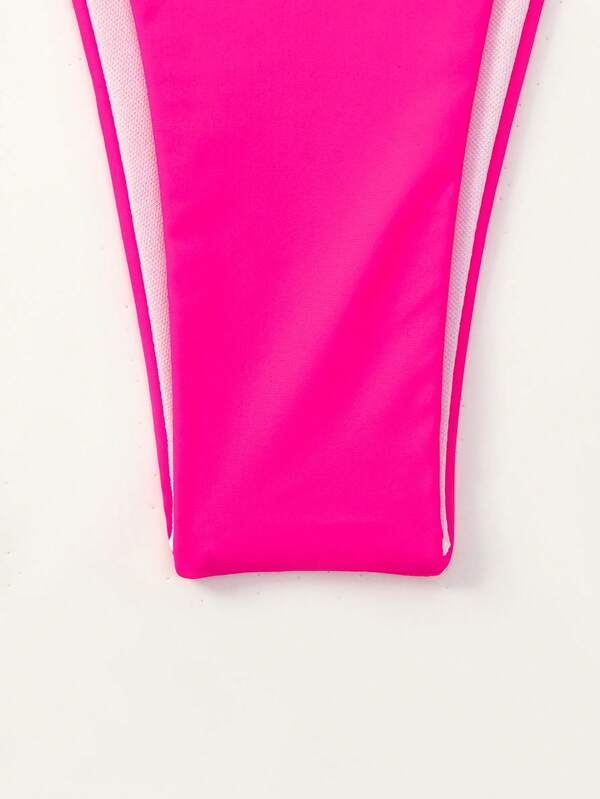 SHEIN Swim Vcay Mono Bikini Set Micro Triangle Bra Top & Thong 2 Piece ...