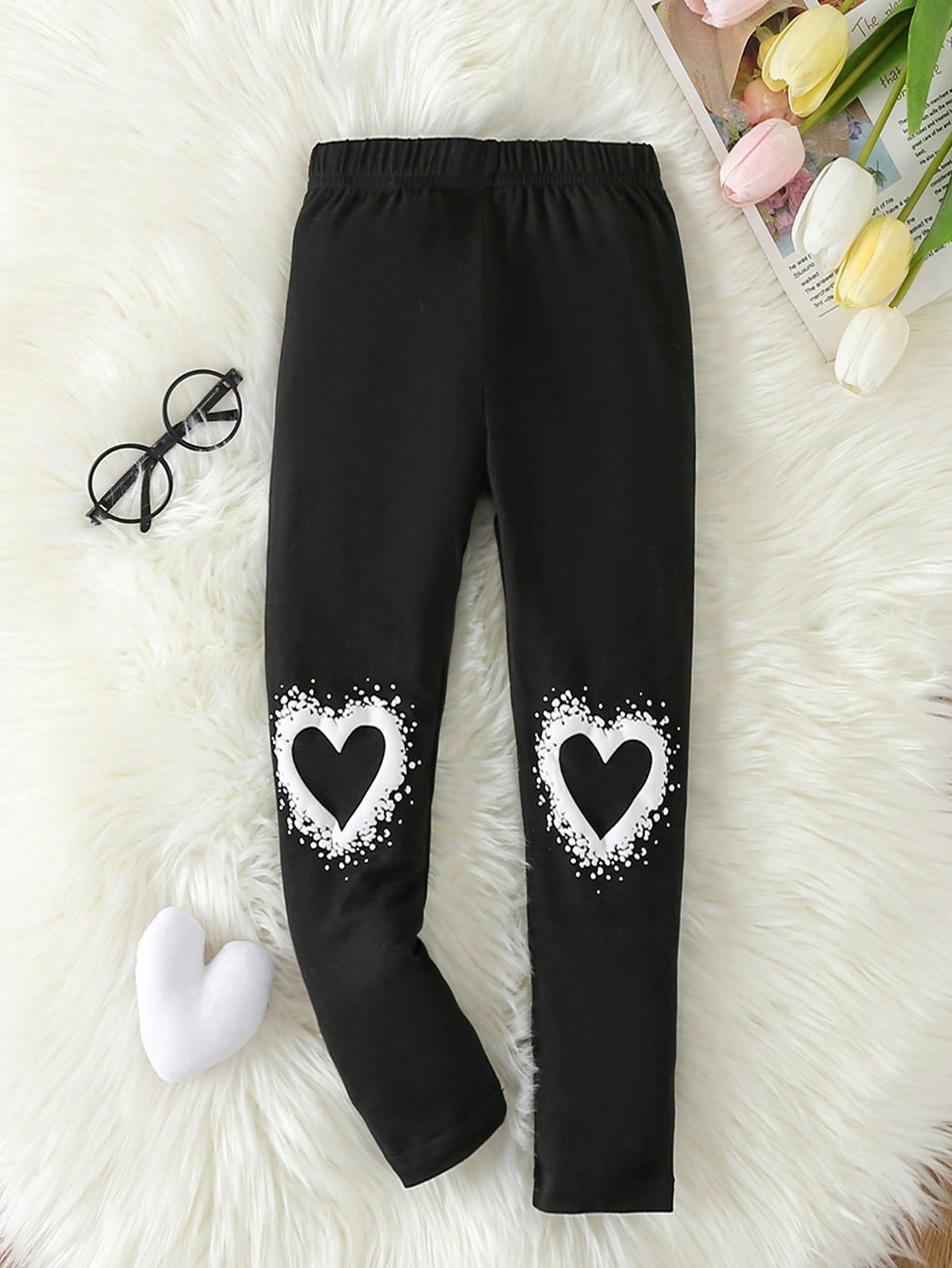 Tween Girl Heart Print Leggings | SHEIN UK
