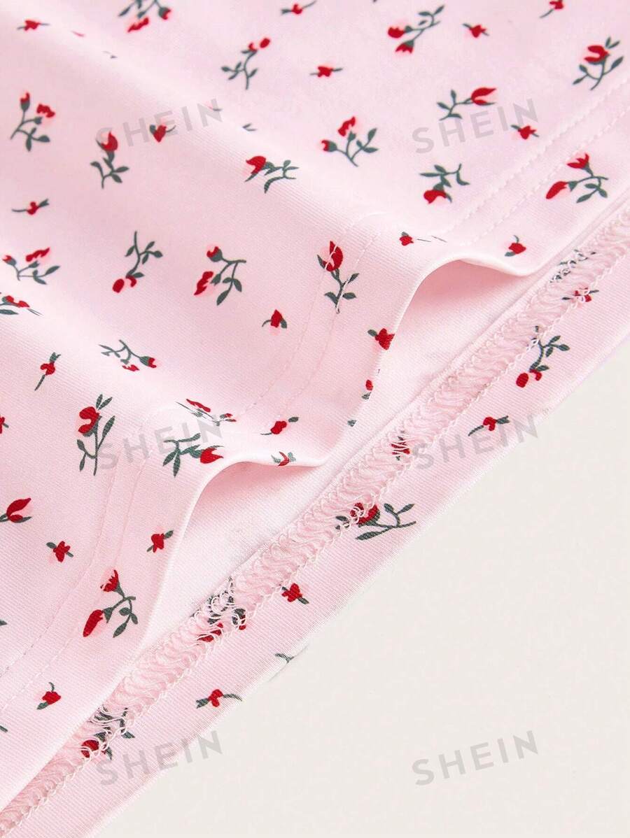 SHEIN SHEIN MOD Summer Going Out Pink Ditsy Floral Print External ...