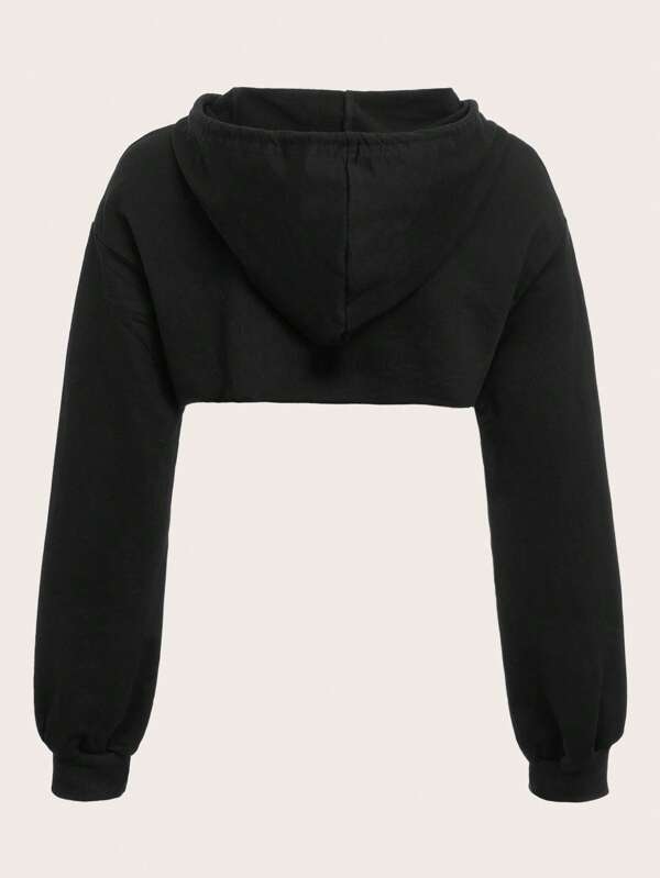 SHEIN Coolane Drawstring Detail Super Crop Hoodie | SHEIN UK