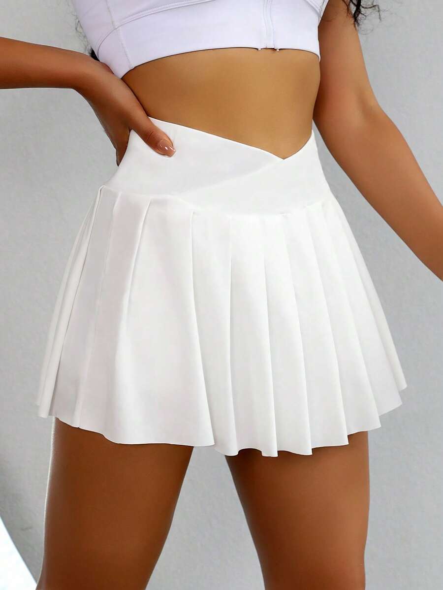 SHEIN Sport Gameset Wide Waistband Pleated Sports Skort With Phone ...