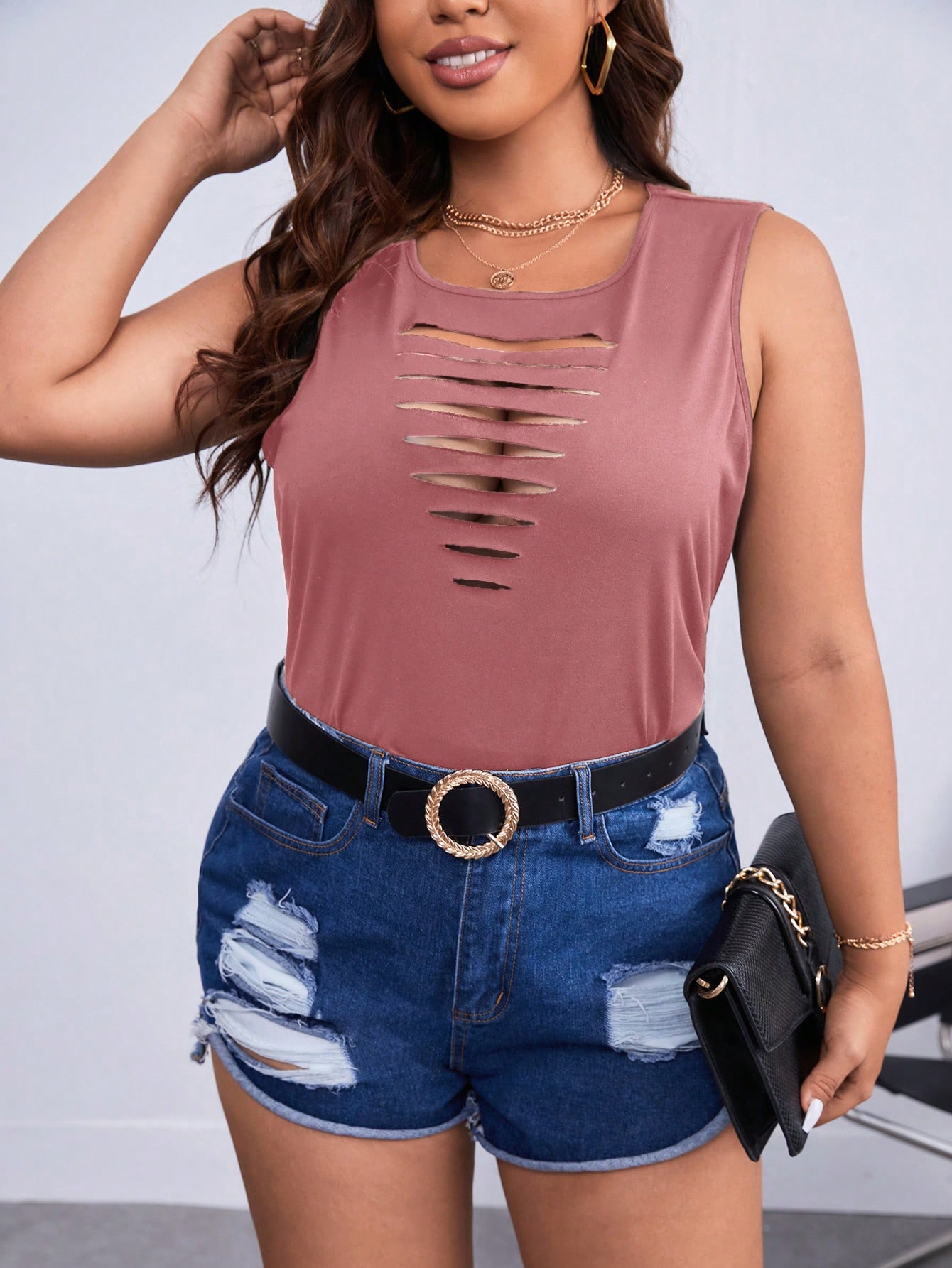 SHEIN Essnce Plus Ladder Cut Out Tank Top | SHEIN USA