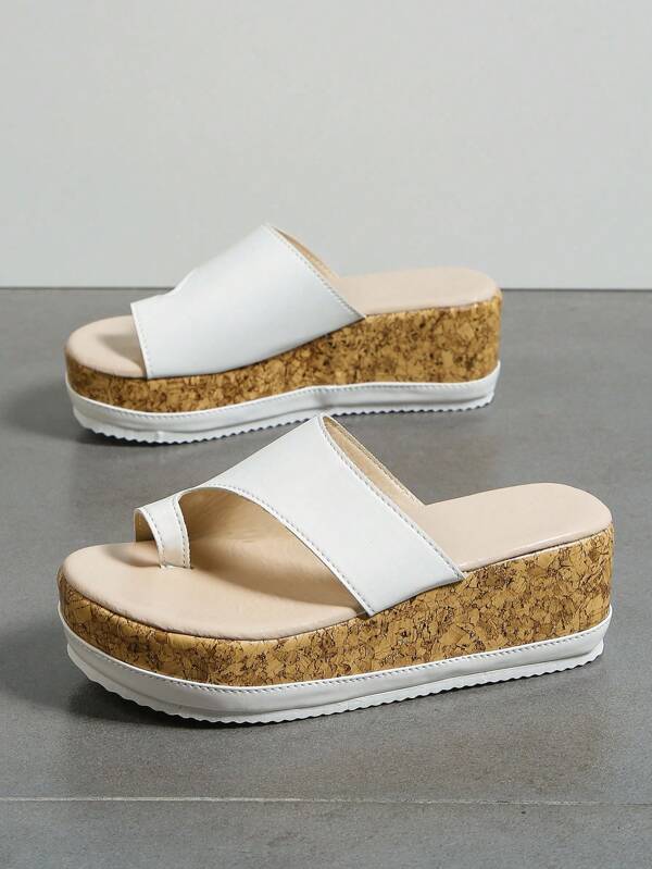 Fashionable Wedge Slide Sandals For Women, Toe Ring Toe Post Wedge ...