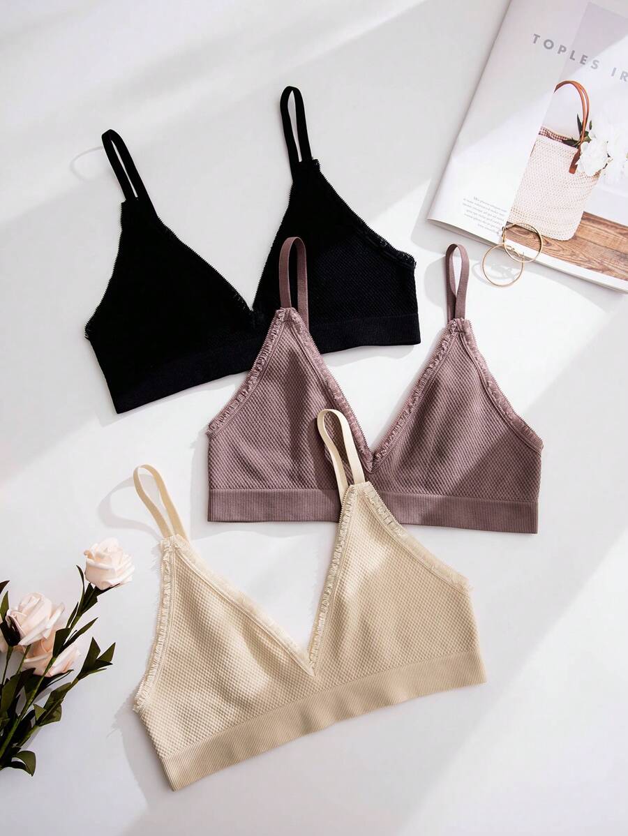 Shein Underwear&Sleepwear Basics 3pack Solid Wireless Bra | SHEIN USA