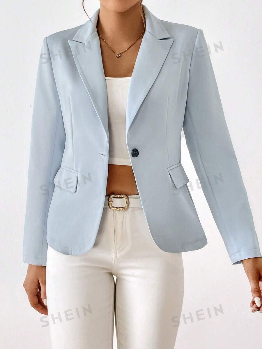 Shein Privé Solid Single Button Blazer Shein Usa