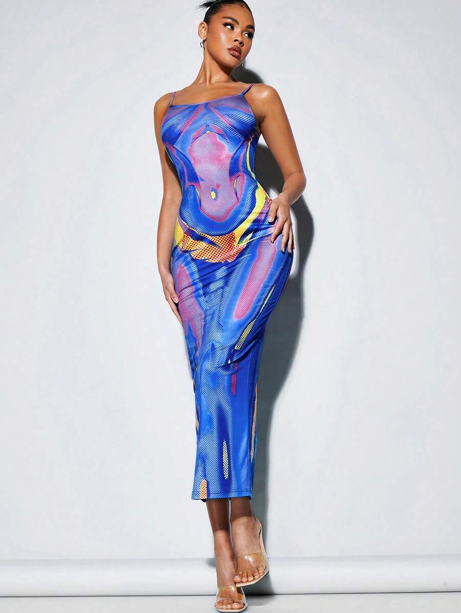 SHEIN BAE Body Heat Map Print Slip Dress | SHEIN UK