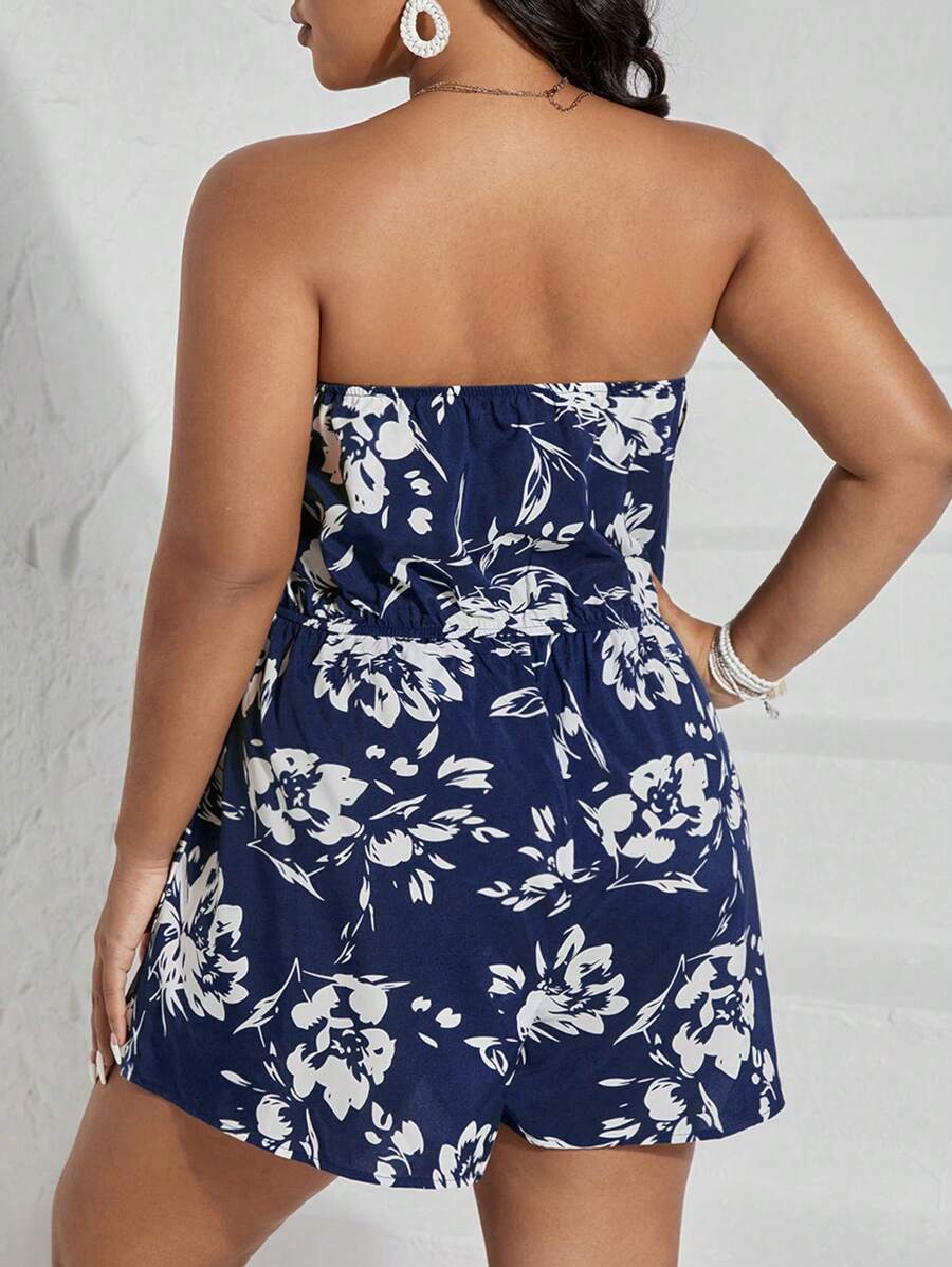 SHEIN VCAY Plus Floral Print Tube Romper Spring Summer Women | SHEIN UK