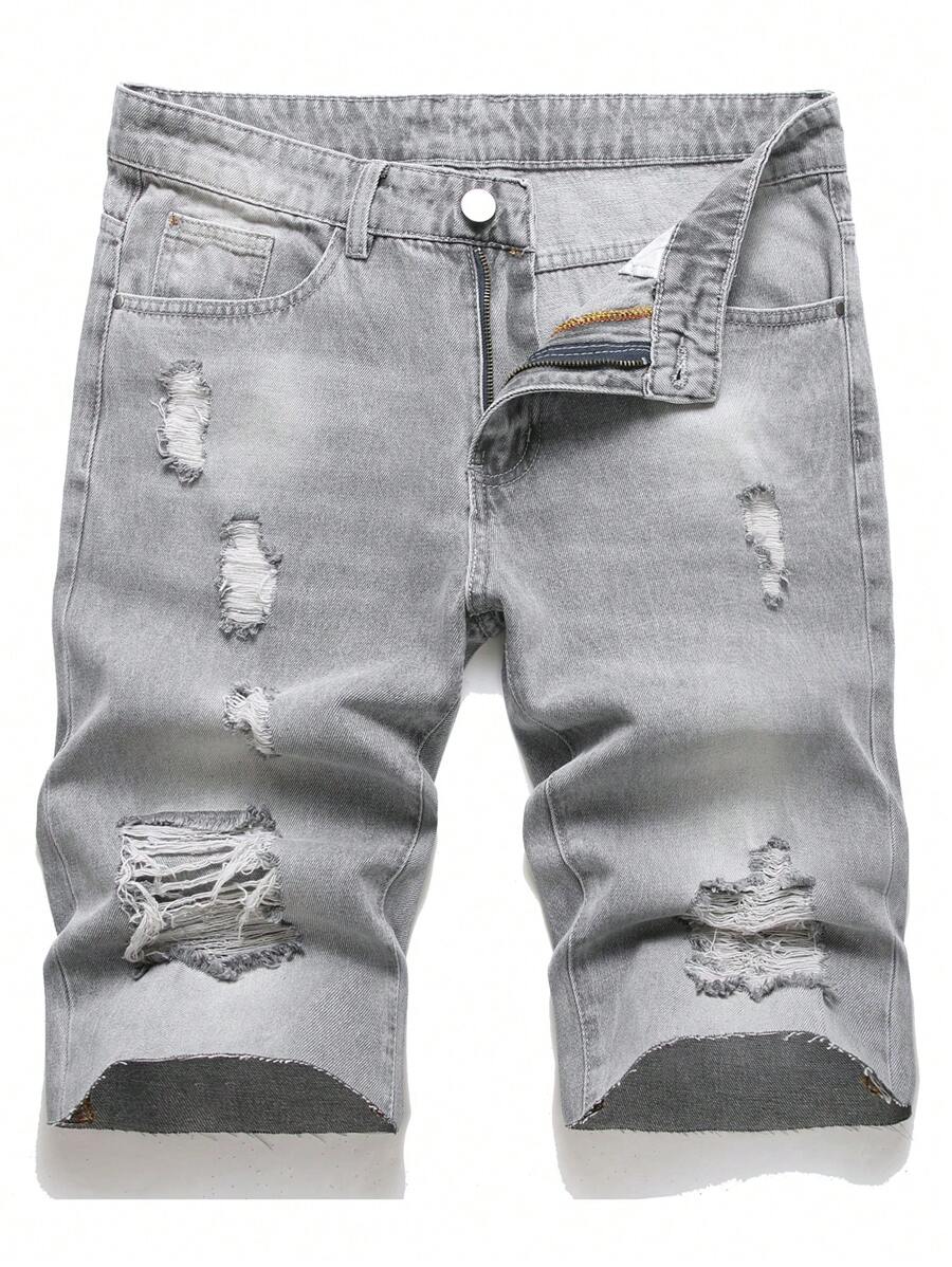 Men Ripped Frayed Bermuda Denim Shorts | SHEIN USA