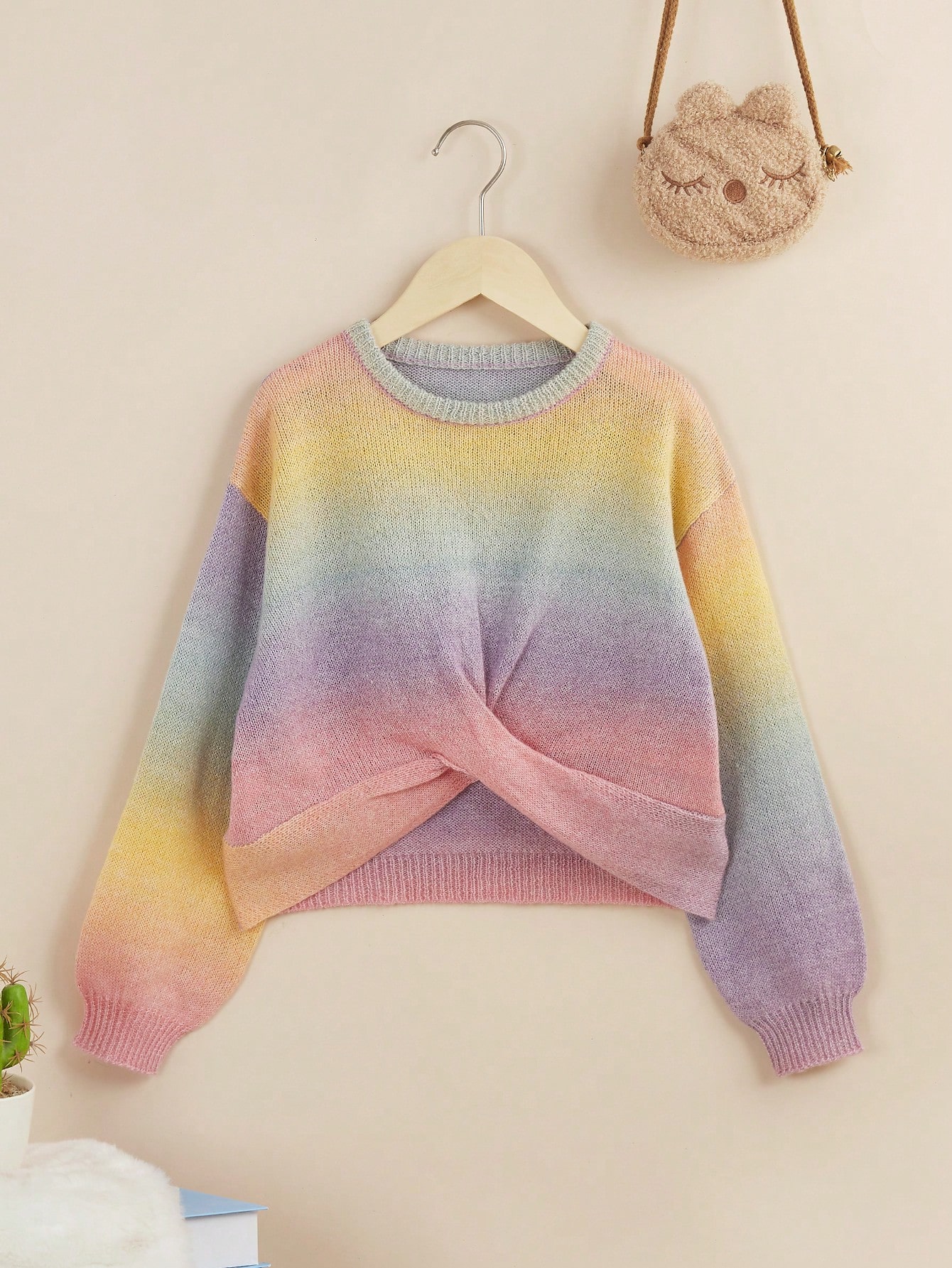 SHEIN Tween Girl Ombre Twist Hem Drop Shoulder Sweater | SHEIN USA