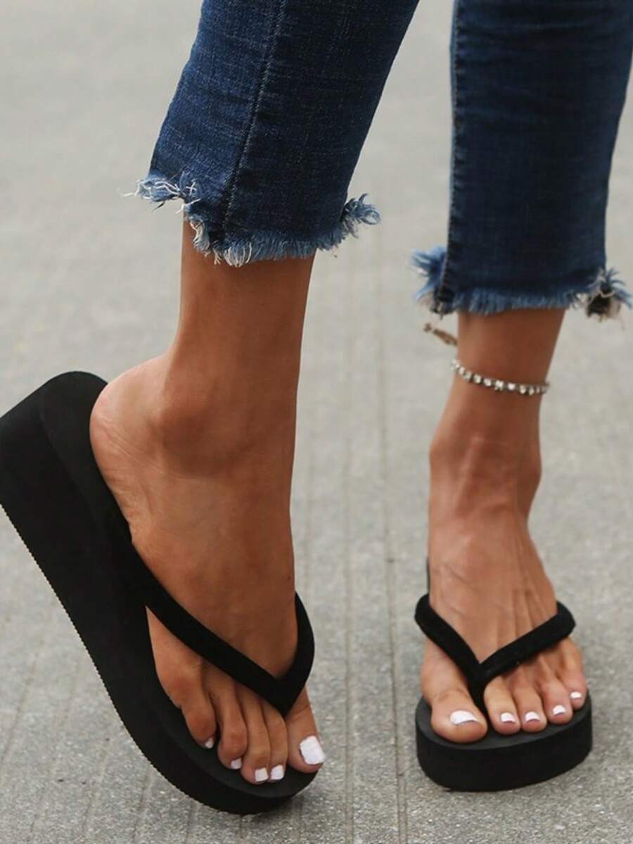 Fashionable Wedge Slide Sandals For Women, Minimalist Outdoor Toe Post ...