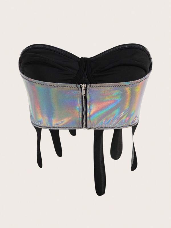 SHEIN ICON Holographic Bustier Tube Top | SHEIN USA