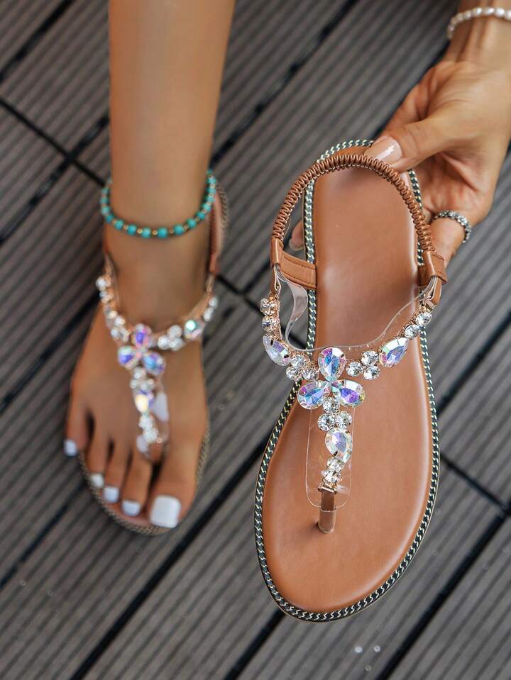 Summer Sandals With Rhinestones