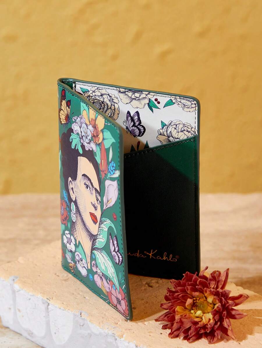 Frida Kahlo X SHEIN Estuche para pasaporte flor & con patrón de figura ...