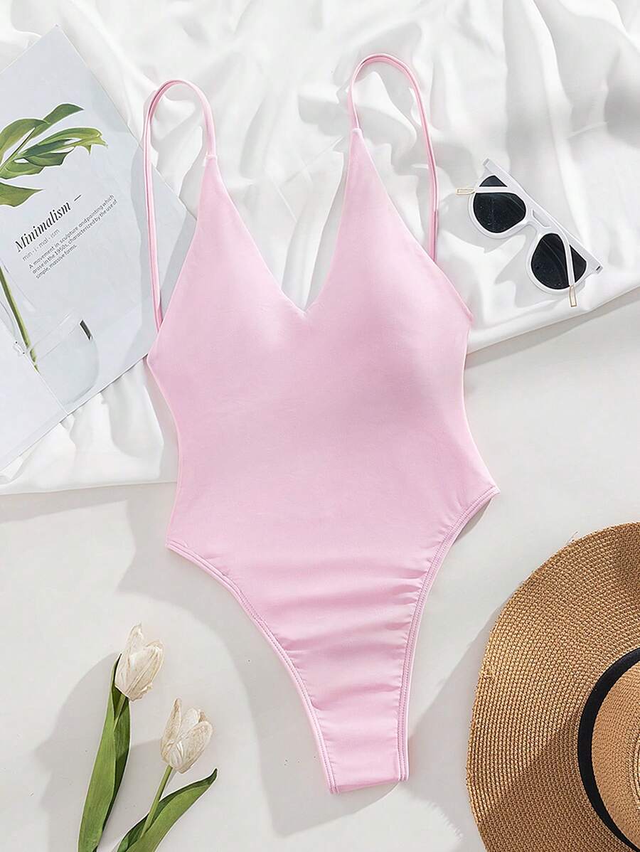 Swim Mod Summer Beach Plain One Piece Swimsuit | SHEIN South Africa