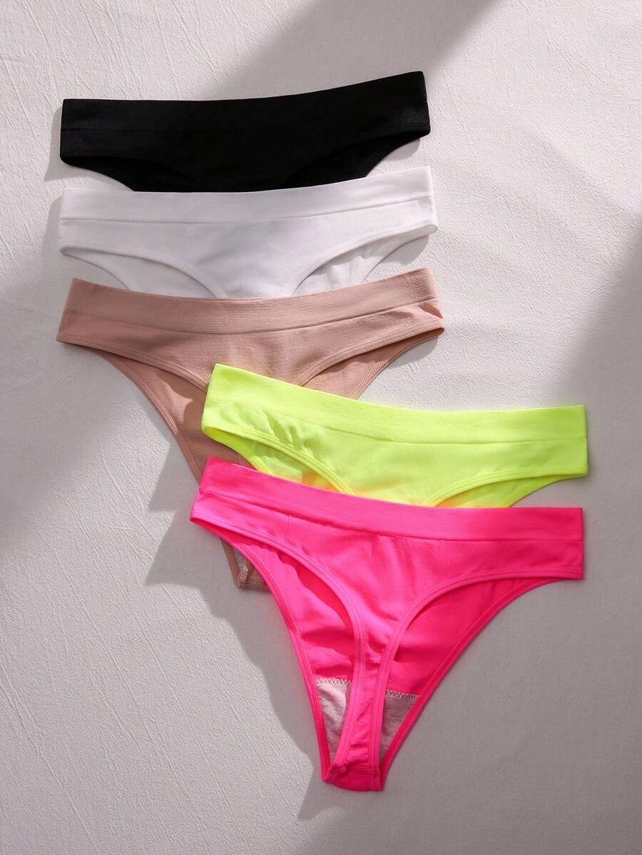 5pack Solid Thong | SHEIN USA