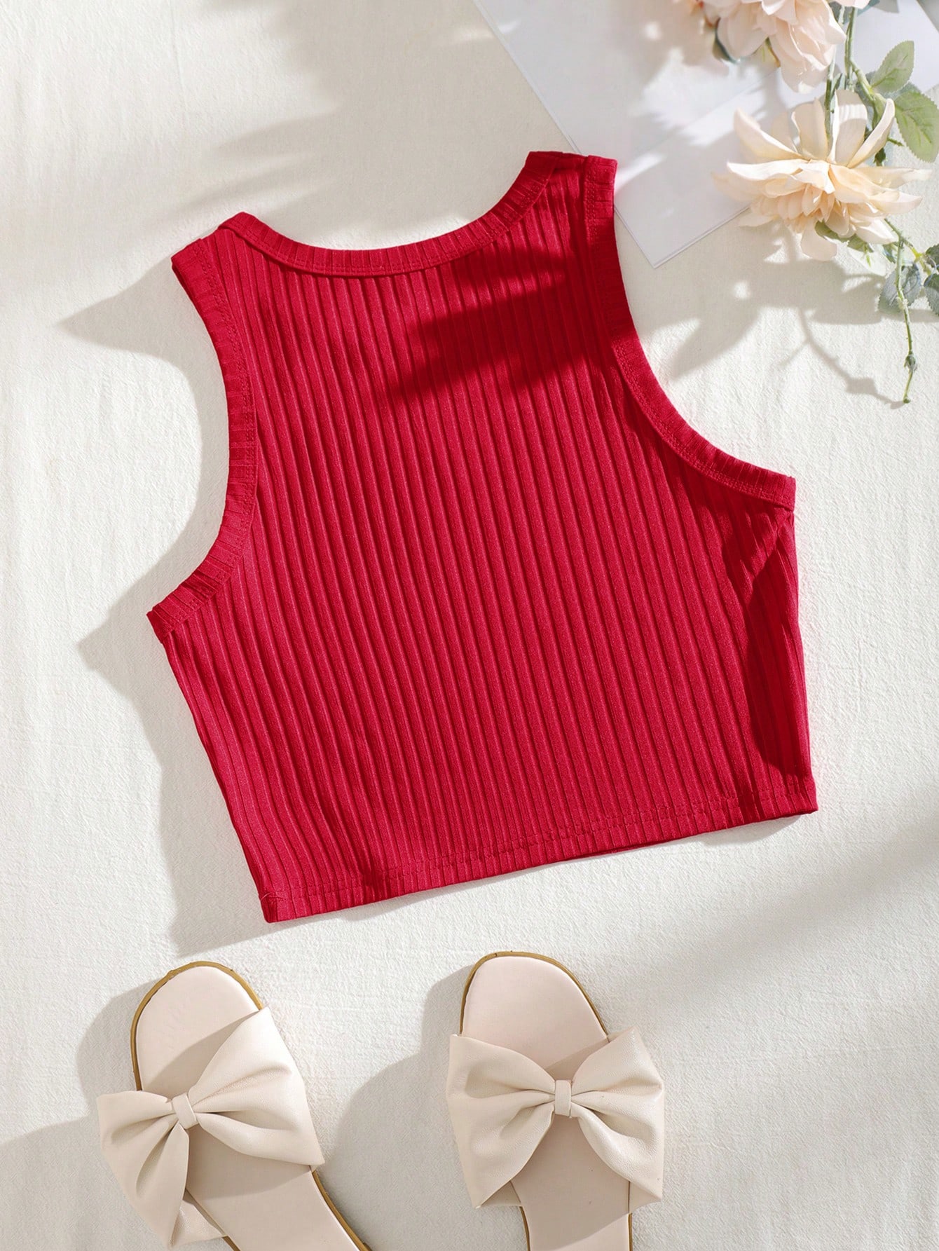 Plus Letter Graphic Ribbed Knit Crop Tank Top Shein Usa