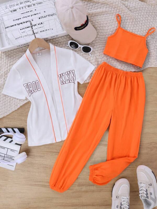 SHEIN Kids EVRYDAY Adolescent Fille À Lettres Passepoil Contrasté ...