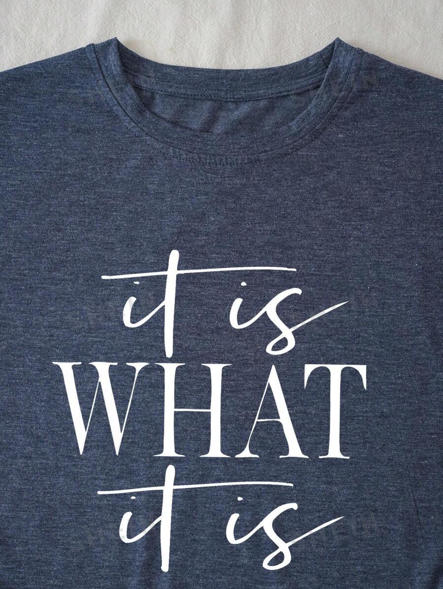 SHEIN EZwear Plus Slogan Graphic Tee It Is WHAT It Is | SHEIN UK