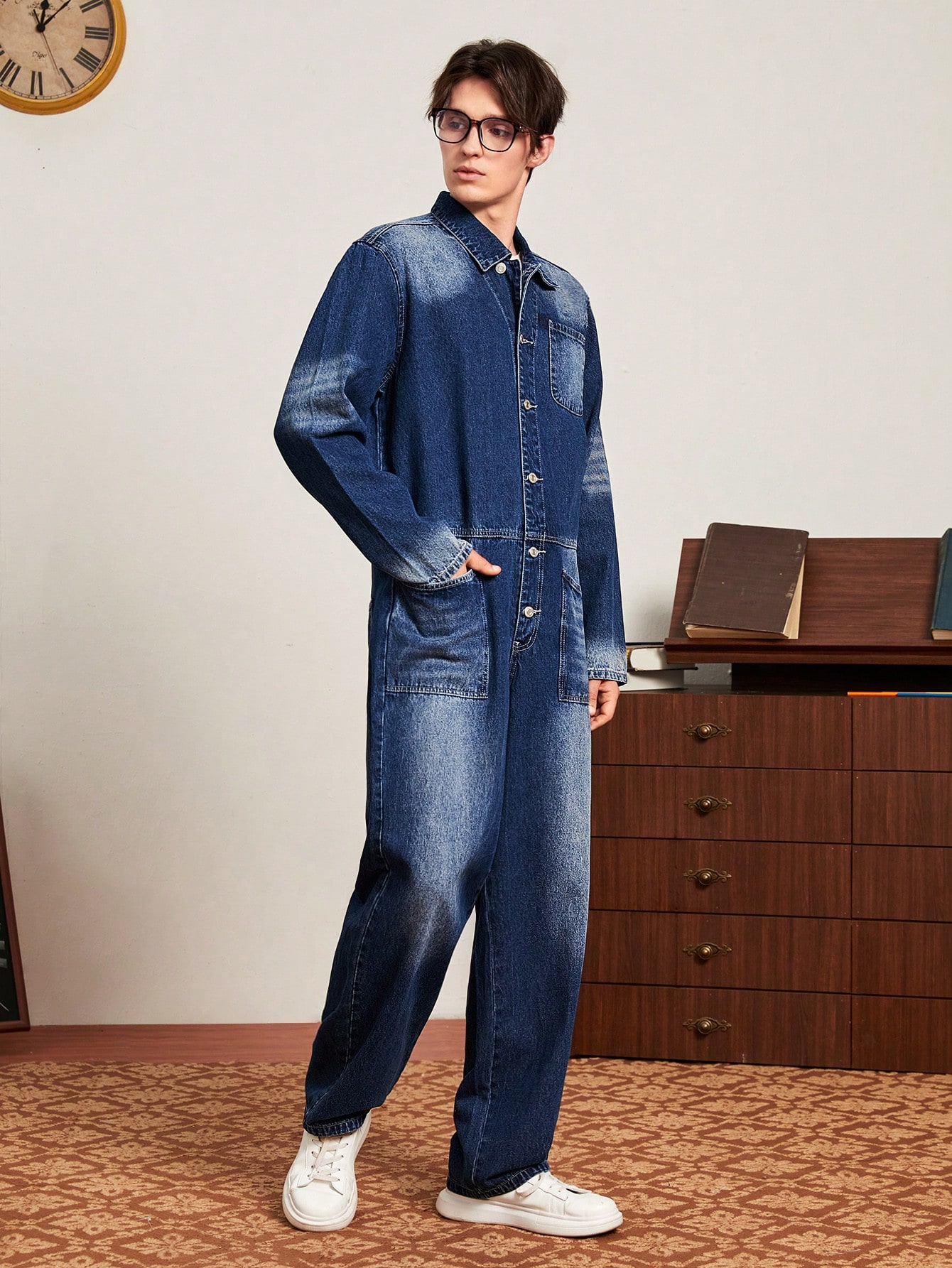 Manfinity Hypemode Men Patched Pocket Denim Overall Without Tee | SHEIN USA