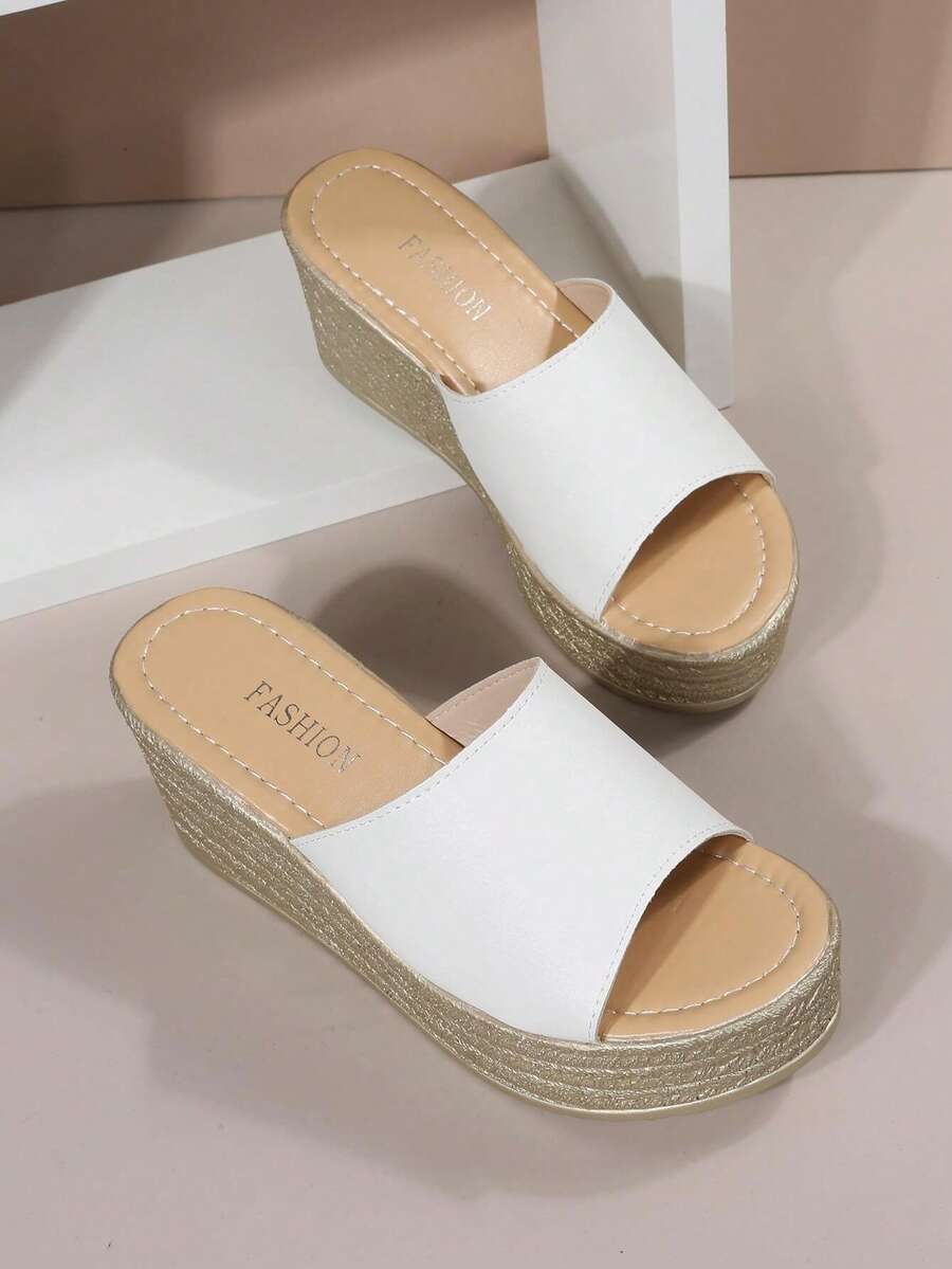 Women's Holiday Style White Wedge Heel Platform Sandals | SHEIN USA