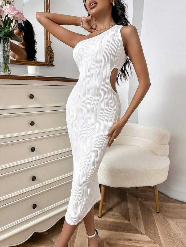 Shein Privé One Shoulder Cut Out Waist Bodycon Dress Shein Usa