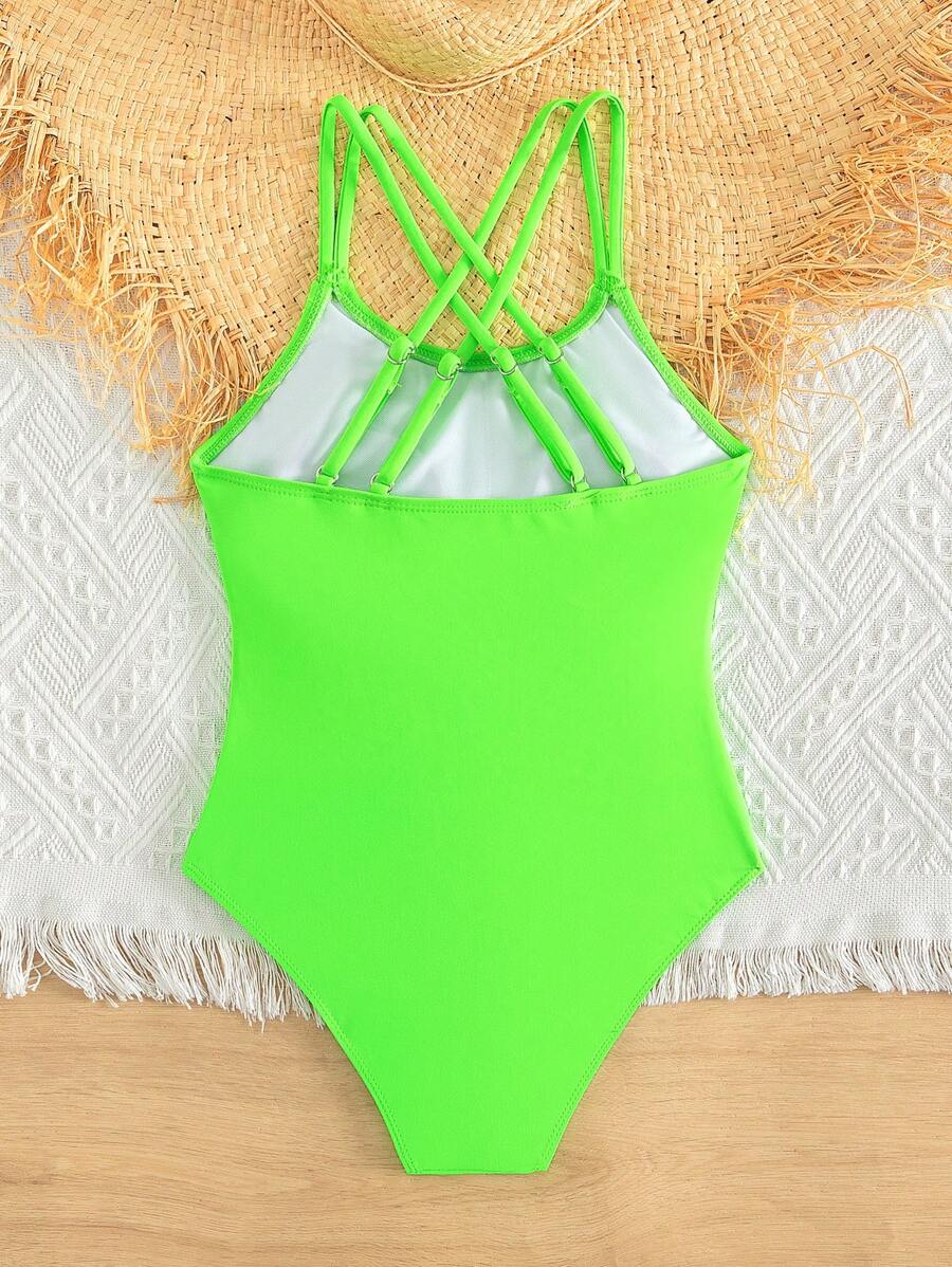 Tween Girl Summer Beach Neon One Piece Swimsuit Bathing Suit | SHEIN ...