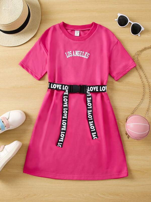 SHEIN Kids HYPEME Tween Girl Letter Graphic Tee Dress | SHEIN USA