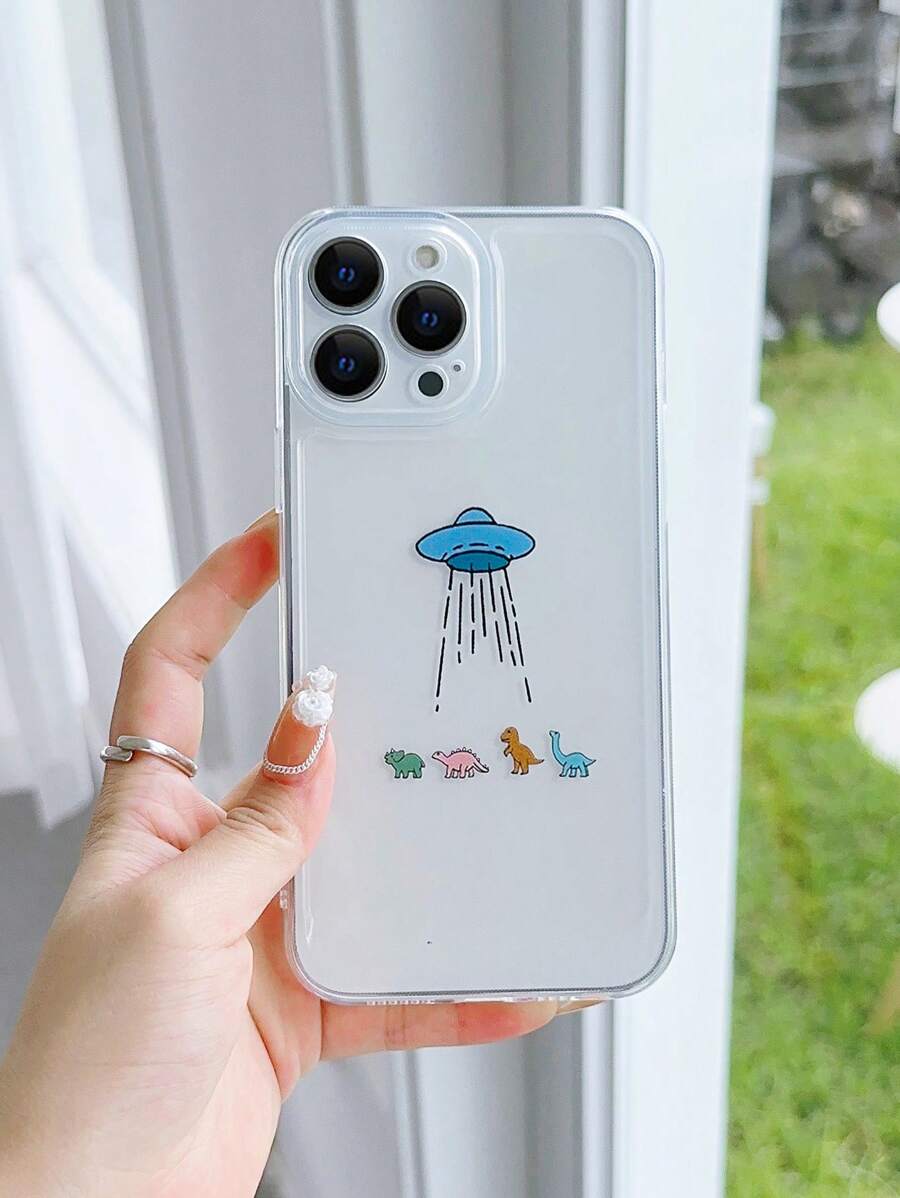 Cartoon Dinosaur Pattern Clear Phone Case | SHEIN USA
