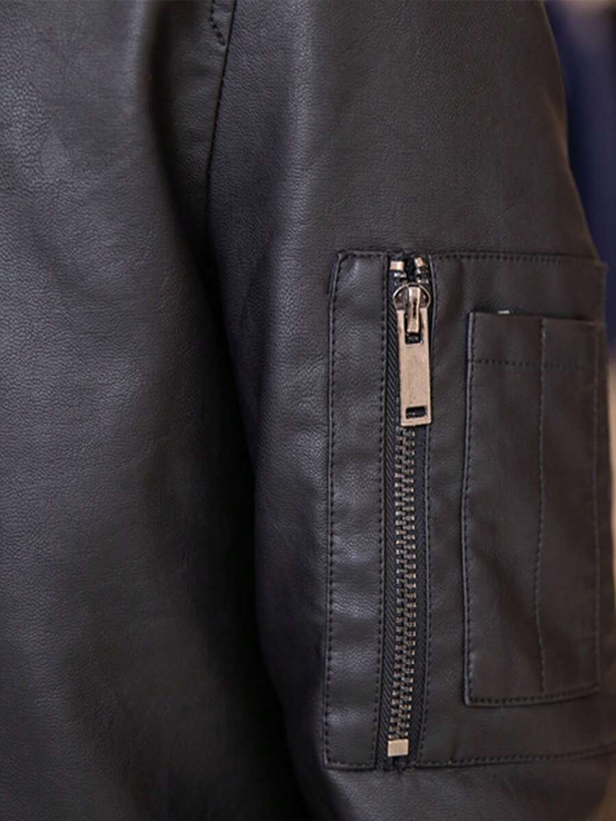 Manfinity Homme Men Zip Up PU Leather Jacket | SHEIN USA