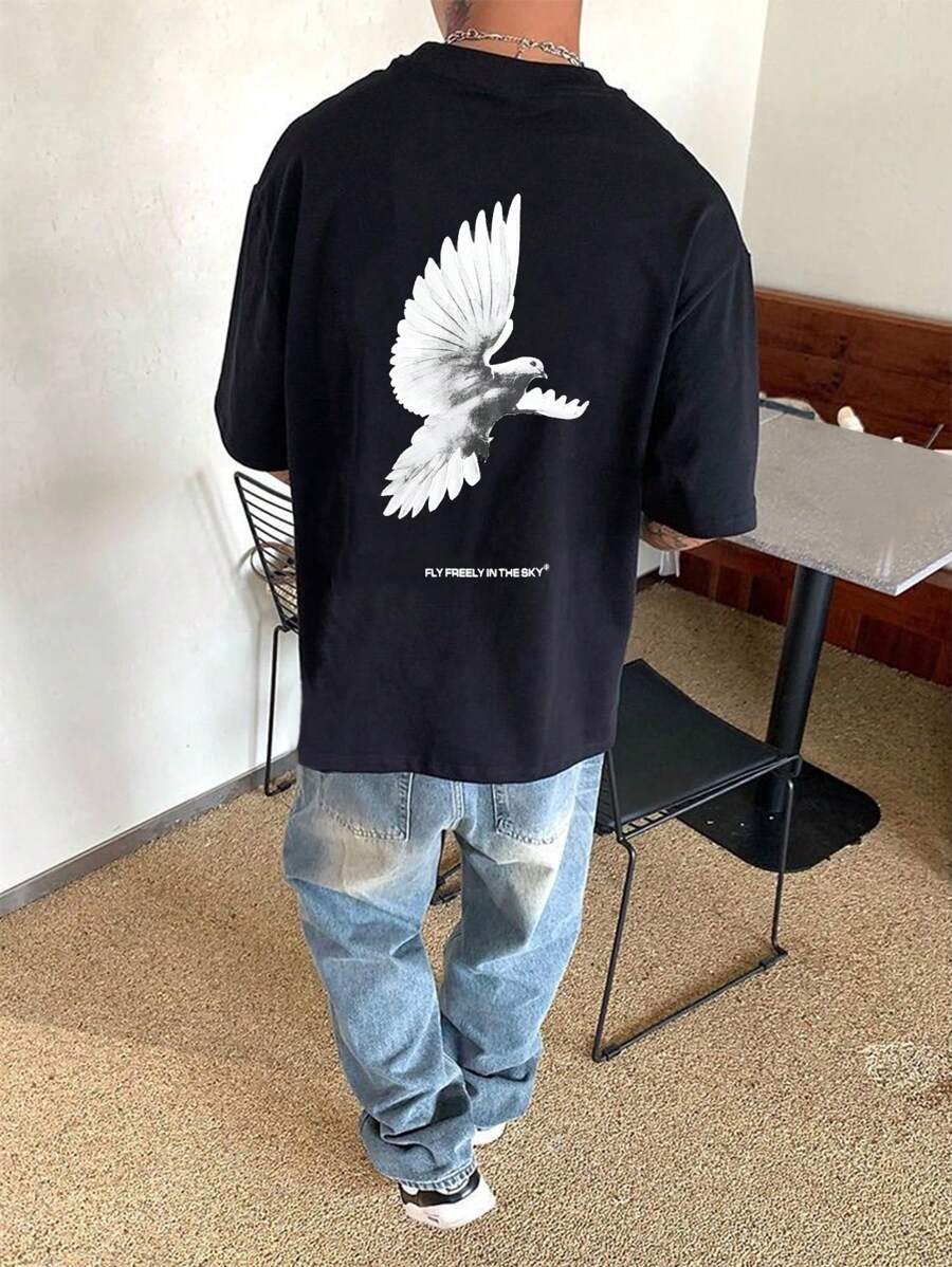 Manfinity Homme Loose Fit Men's Bird And Slogan Graphic T-Shirt | SHEIN USA