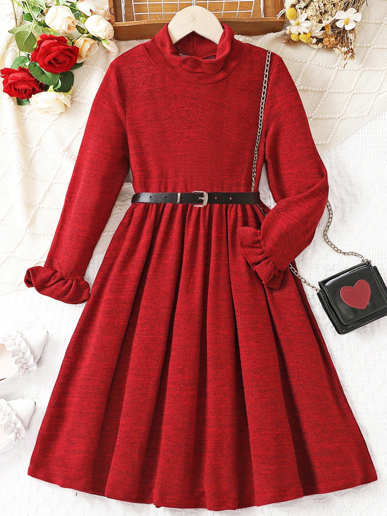 SHEIN Kids CHARMNG Adolescent Fille Robe Unicolore À Col Montant ...