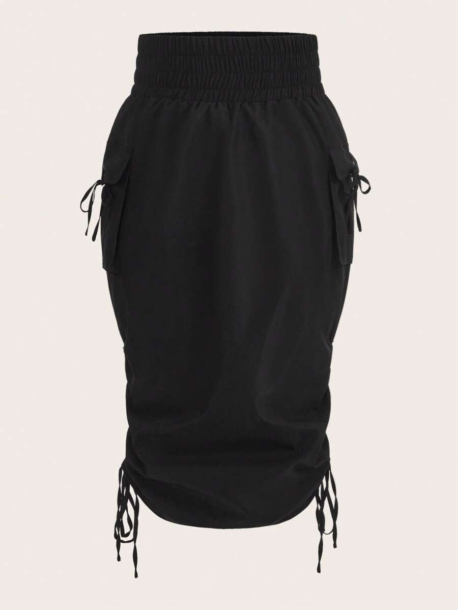 SHEIN EZwear Plus Drawstring Side Ruched Skirt | SHEIN USA