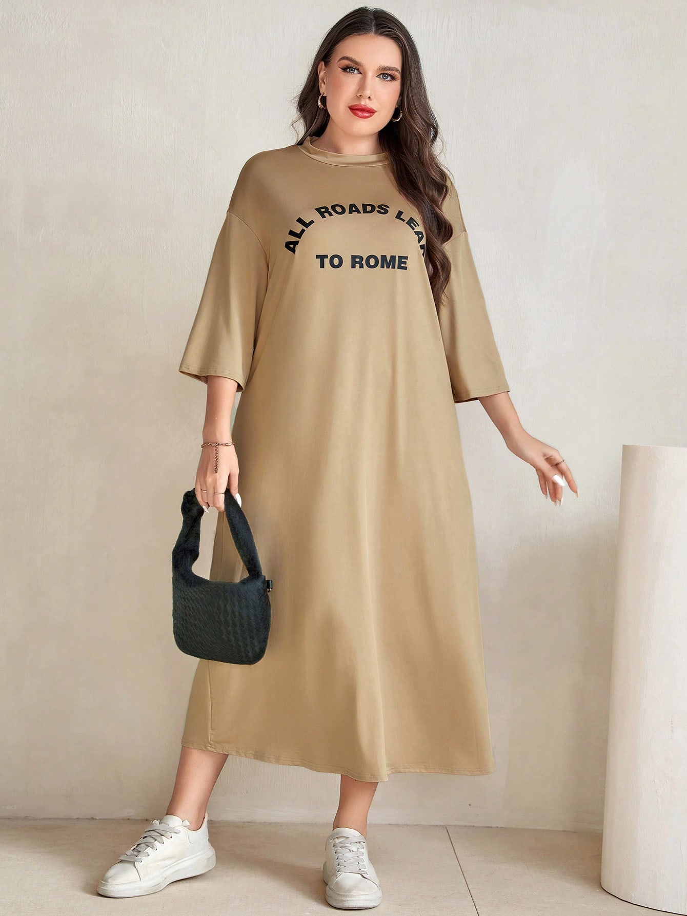 Shein Mulvari Plus Letter Graphic Drop Shoulder Tee Dress Shein Usa