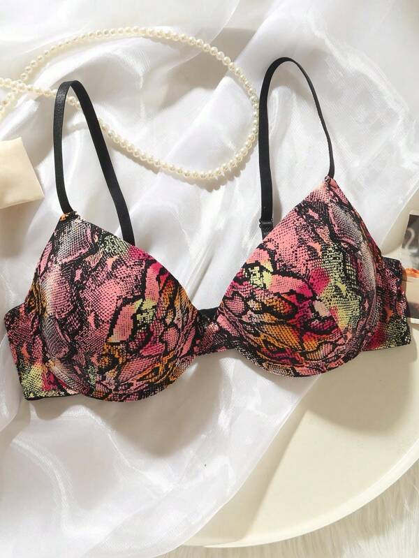 Snakeskin Print Underwire Bra | SHEIN USA