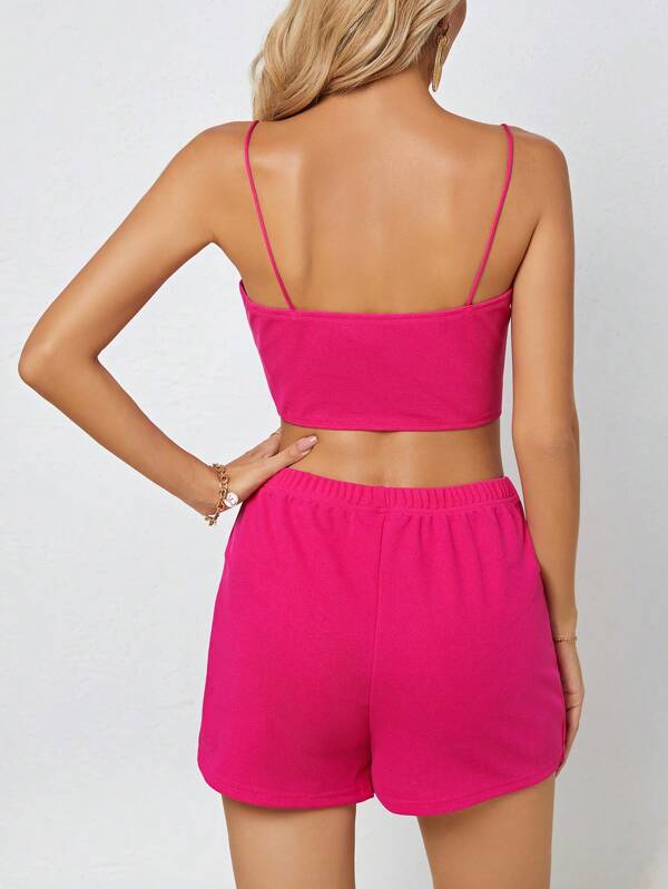 Shein Bae Solid Cropped Cami Top And Skort Set Shein Usa