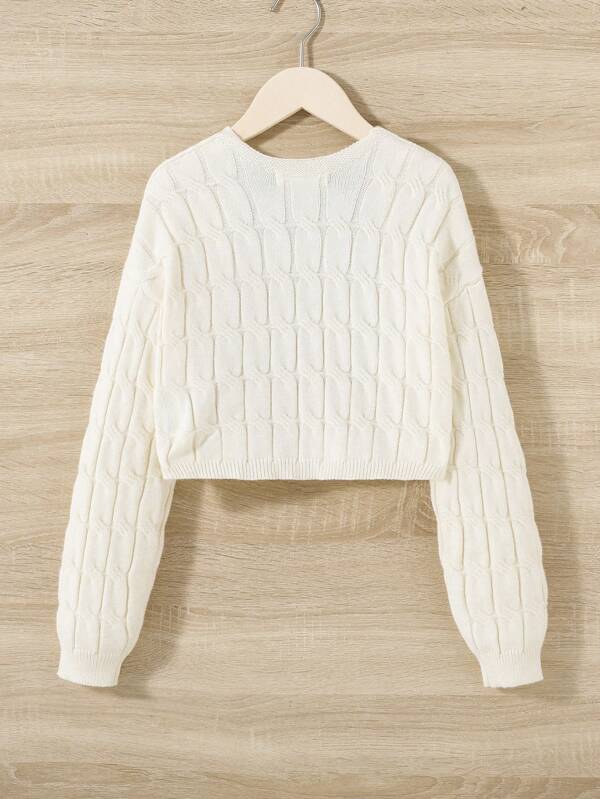 SHEIN Kids Cooltwn Tween Girls' Preppy Style Long Sleeve Slim Fit ...