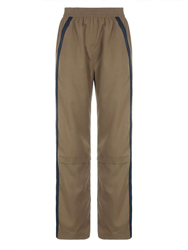 Contrast Tape Side Wide Leg Trousers Shein Uk