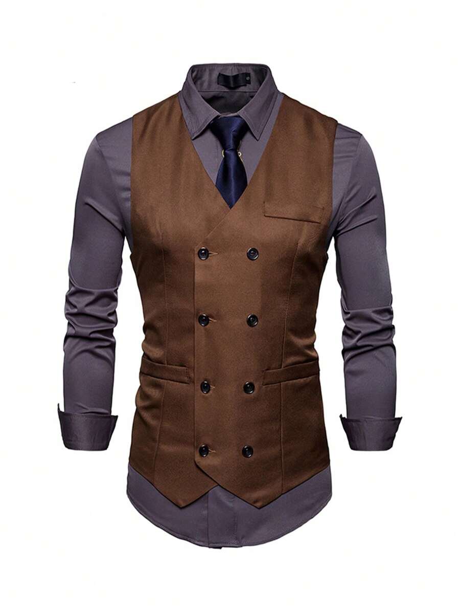 Men 1pc Double Breasted Waistcoat | SHEIN USA
