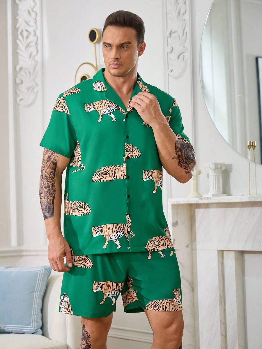 Men Tiger Print PJ Set | SHEIN USA