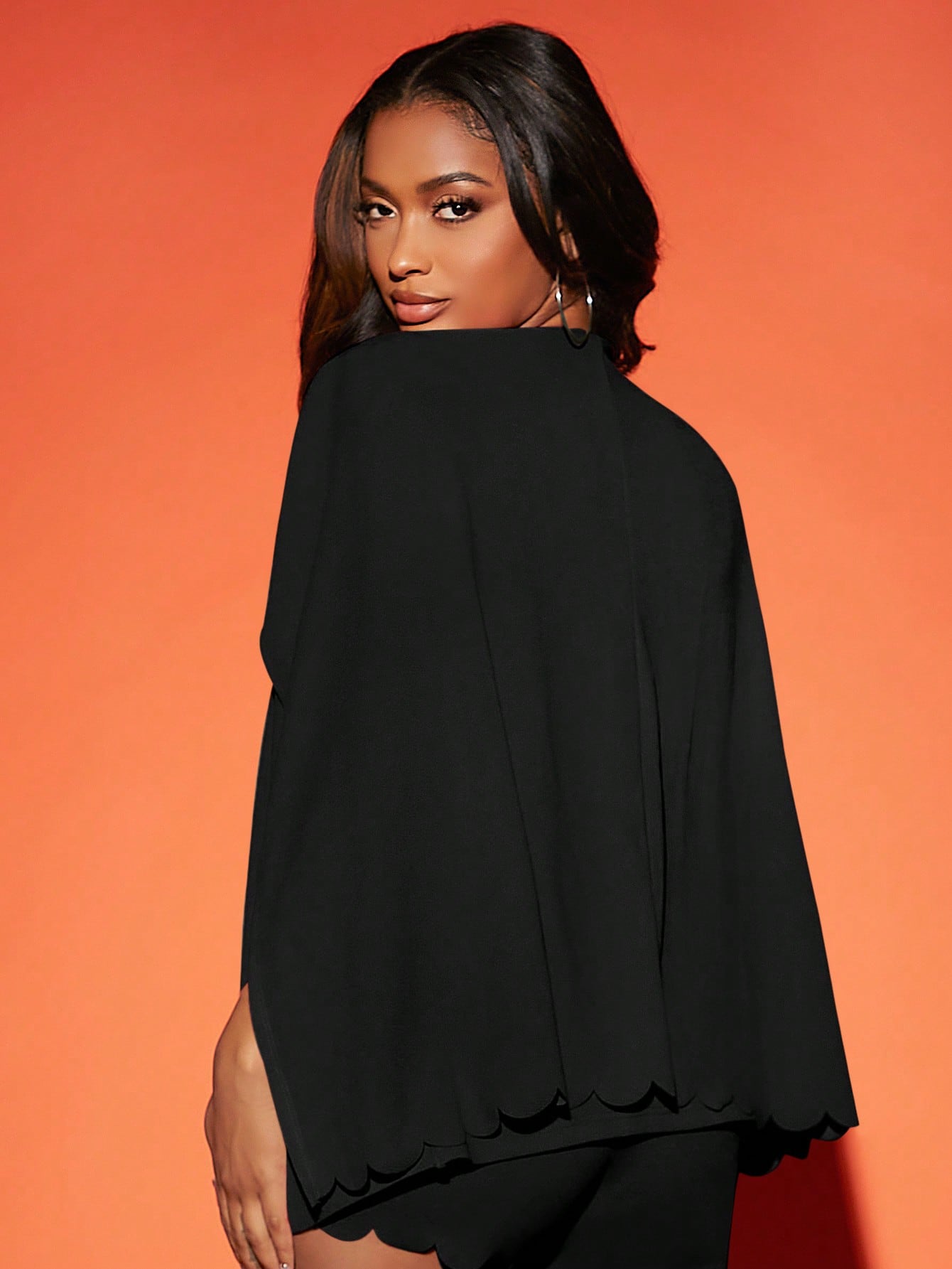 SHEIN SXY Solid Open Front Cape Blazer | SHEIN UK